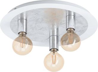 Eglo LED Deckenlampe Passano, 3 flammige Deckenleuchte Vintage, Retro, Wohnzimmerlampe aus Metall in Weiß, Silber, Schlafzimmerlampe, Flurlampe Decke mit E