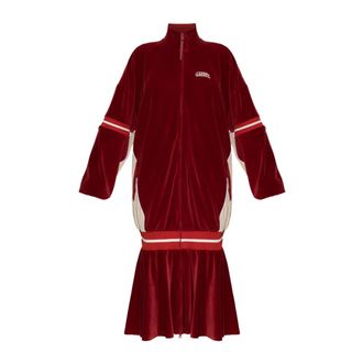 Lacoste Velours-Kleid mit Logo - - Dresses - Damen - Rot - XS/S