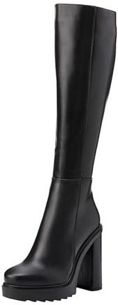 Lamoda Femme Ambre Botte Haute Jusquau Genou, PU Noir, 39 EU