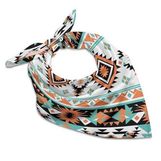 Generic Écharpe carrée bohème aztèque en soie légère - Écharpe ethnique géométrique pour cheveux - Respirant - Cadeau pour femme et homme, multicolore, 60x60c