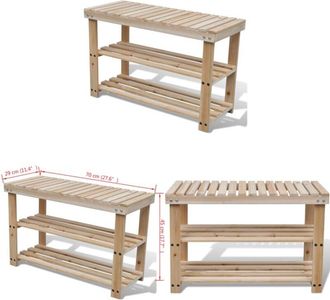 vidaXL Vidaxl - 2-in-1 Schuhregal mit Sitzfläche Massivholz Tanne - Holzschrank - Schuhregal - Garderobe - Einbauschrank - Tannenschrank - Home & Living