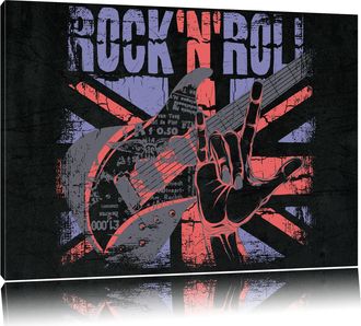 Pixxprint Rock n Roll Black, Größe: 120x80cm, Leinwandbild, fertig gespannt, Wandbild, Dekoration, Kunstdruck, kein Poster
