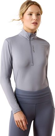 Ariat Womens Lunaveil 1/2 Zip Baselayer Top Long Sleeve in Quicksilver, Size 2X-Small, by Ariat