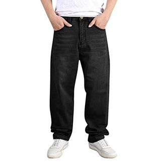 Generic Jean Homme Jeans Homme Jean Homme Regular Confortable Classique Grande Taille Ample Taille Haute - Coupe Droite Stretch Longue Oversized, Id&eacute;al Hommes