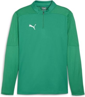 Puma TeamFinal Fleece-Oberteil f&uuml;r Herren, mit kurzem Rei&szlig;verschluss, Training (Gr&uuml;n/Silber)