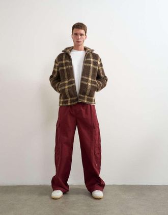 Topman Baggy-Fit Cargo-Hose aus Nylon-Ripstop in Rostrot