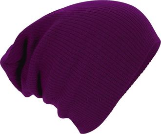 Beechfield Slouch Beanie Strickm&uuml;tze, Weinrot, Einheitsgr&ouml;&szlig;e