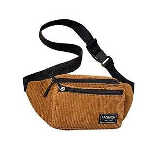 Generic Sac de poitrine texturé petit sac banane sport sac à bandoulière décontracté pour homme femme photographie sac messager, marron, Taille unique