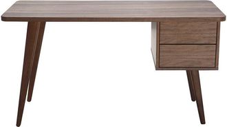 Miliboo Miliboo - Bureau avec rangements 2 tiroirs bois foncé noyer L140 cm fifties