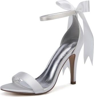 Generic Chaussures Mariage Femmes Aiguille Talon Heel Ouvert Bout Sandales Mari&eacute;e Talons Classique Dress Heels10.5 CM,Ivoire,38 EU