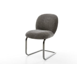 DELIFE Freischwinger Nube-Flex Boucl&eacute; Soft Schlamm Freischwinger flach Graphit Taschenfederkern, Esszimmerst&uuml;hle