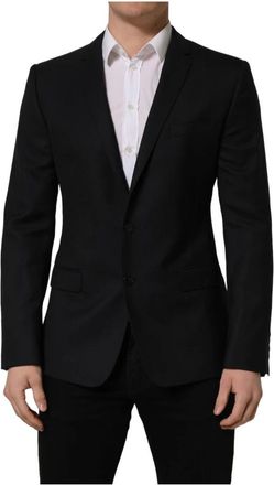 Dolce & Gabbana Homme, Vestes, Noir, Taille: L Wool Single Breasted Blazer Jacket