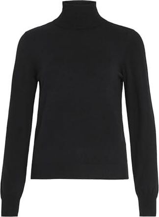 Vila Vila Vicomfy L/S Roll-Neck Knit Top/PB Pull en Tricot, Black Beauty, M Femme