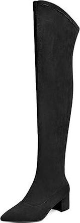 EDEFS Bottes Noires Hautes avec Zip et Talon Carr&eacute; de 5 cm Parfaites pour les Soir&eacute;es et Occasions Sp&eacute;ciales Noir Taille EU36