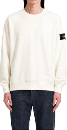 Stone Island 6100008 SweaT-shirt en molleton de coton - Homme - Sweatshirts et sweats &agrave; capuche - Blanc - Taille: L
