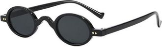 Generic Lunettes de soleil vintage ovales pour femmes avec rivets tendance, Noir/gris, Taille unique
