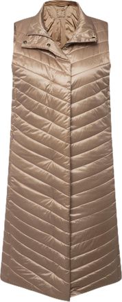 Ulla Popken Damen große Größen Übergrößen Plus Size Steppweste, Stehkragen, Zipptaschen, Seiten-Druckknöpfe blassbraun 54+ 833570320-54+