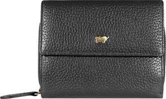 Braun B&uuml;ffel Mittelgro&szlig;e ASTI Rei&szlig;verschlussb&ouml;rse aus feingenarbtem Leder gefertigt und mit goldenen Metallakzenten - 8 Kartenf&auml;cher 5 Steckf&auml;cher - Edles Schwarz