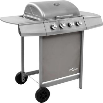 vidaXL Vidaxl - Barbecue gril &agrave; gaz avec 4 br&ucirc;leurs argent&eacute;