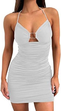 Generic Mini Jupe Cuir Homme Moulante fronc&eacute;e Mini Party Club Dress Robes De Plage Longues pour Femmes (White, XXL)
