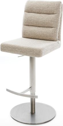 DELIFE Barstuhl Pela-Flex Webstoff Soft Beige Drehfu&szlig; h&ouml;henverstellbar Edelstahl Silberfarben, Barst&uuml;hle
