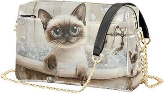 Mnsruu Sacs à bandoulière pour femme, sac à main en cuir motif chat siamois