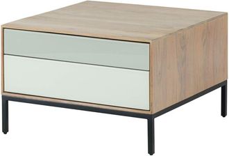 Massivmoebel24 Couchtisch Akazie 67x67x43 grau-weiß geölt chicago 13