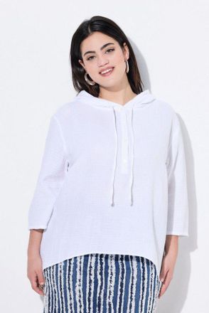 Angel Of Style Longbluse Bluse A-Linie Musselin Kapuze