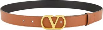 Valentino Garavani Homme, Accessoires, Brun, Taille: 110 CM Ceinture r&eacute;versible en cuir de veau brillant VLogo Signature