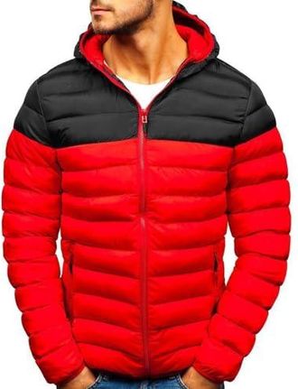 Generic Doudoune pour homme avec capuche, manteau matelass&eacute; l&eacute;ger et matelass&eacute; en coton rembourr&eacute; pour lhiver chaud avec fermeture &eacute;clair &agrave; manches longues, R