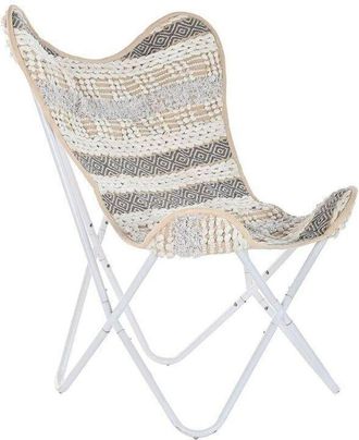 DKD Home Decor Dkd Home Decor - Fauteuil Coton Fer 74X65X90 Papillon Blanc