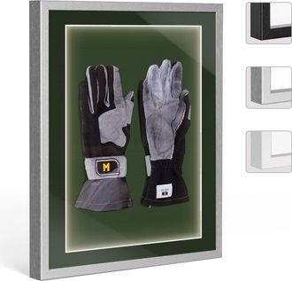 Bildershop-24 Objektrahmen Trikotrahmen aus Massivholz beleuchtet für Objekte bis 15mm VARIO36 3D inkl. LED-Leiste und Passepartout 40x60cm Silber matt (lackiert)