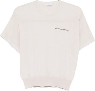 PESERICO haut en maille fine à manches courtes - Rose