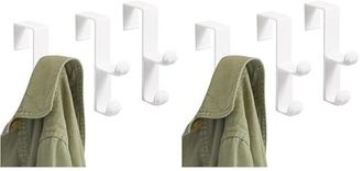 InterDesign iDesign &Uuml;ber die T&uuml;r Doppelhaken aus Kunststoff f&uuml;r M&auml;ntel, Jacken, H&uuml;te, Badem&auml;ntel, Handt&uuml;cher, ideal f&uuml;r Badezimmer, Schlafzimmer, Schlamm, Wei&szlig;, S