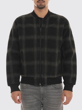 HUGO BOSS Blouson aviateur en laine m&eacute;lang&eacute;e &agrave; motif tartan et fermeture zipp&eacute;e