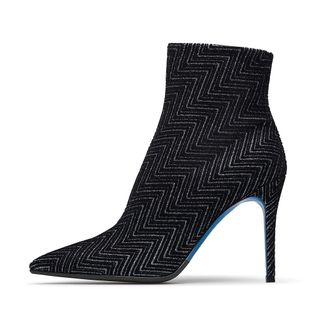Loriblu Femme, Chaussures, Noir, Taille: 40 EU Bottines noires en velours &agrave; motif g&eacute;om&eacute;trique