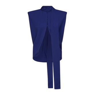 MUGLER Draped Top - - Tops - Damen - Blau - XS