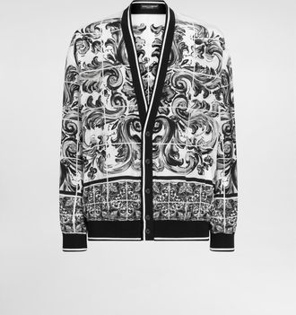 Dolce & Gabbana Jacke Aus Seide Mit Majolika-print - Mann M&auml;ntel Und Jacken Mehrfarbig 52