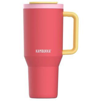 Kambukka Rio Isolierbecher 950 ml auslaufsicher aus Edelstahl mit Teleskop-Strohhalm - BPA-frei, vakuumisoliert, Pink Papaya