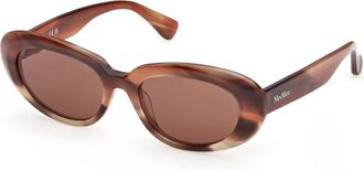 Max Mara Runde Sonnenbrille - - Accessories - unisex - Braun - 53 MM