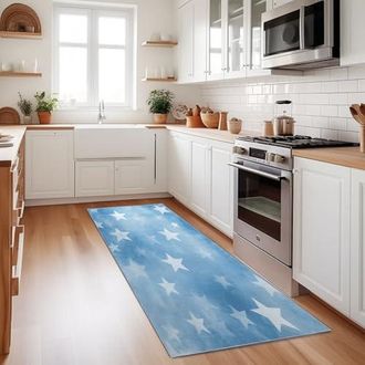 Generic Tapis de Couloir 65 x 240 cm, Poil Ras Tapis de Passage Couloir Antid&eacute;rapant et Lavable Abstrait Minimaliste D&eacute;grad&eacute; &Eacute;toiles Motif Tapis de Sol Long, 