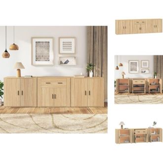 vidaXL Sideboards 3 Stk. Sonoma-Eiche Holzwerkstoff - Sideboard - Wohnzimmerm&ouml;bel - Eichefarben - Holzm&ouml;bel - Schreibtisch