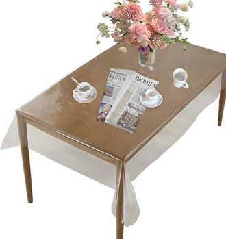 Chen Yu 137x259 cm Nappe Transparente &eacute;paisseur 0,13 mm Nappe Transparente Rectangulaire Imperm&eacute;able et R&eacute;sistant &agrave; lhuile Nappe Plastique pour Les F&ecirc;tes de C