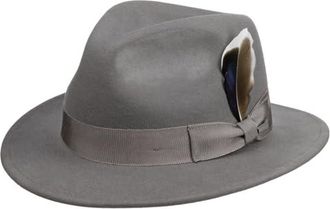 Stetson Chapeau en Laine Bradner Traveller Homme - de Feutre Outdoor avec Ruban Gros Grain Automne-Hiver Hiver - S (54-55 cm) Gris