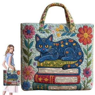 Generic Sac fourre-tout matelass&eacute;, l&eacute;ger imprim&eacute; r&eacute;tro, sensation artistique, patchwork matelass&eacute;, sac &agrave; main pour femme, r&eacute;utilisable, respectueux de lenviro