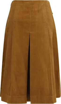 Tory Burch Corduroy Pleated Skirt - Orange