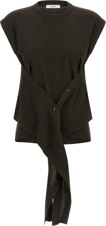 Christophe Lemaire Femme, Pulls, Brun, Taille: 40 FR Haut sans Manches Boutonn&eacute;