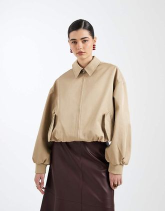 Asos Oversized-Bomberjacke in Beige-Neutral