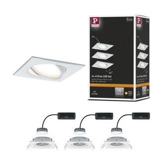 Paulmann 93878 Nova Plus LED Einbauleuchte inkl. Coin Basisset schwenkbar rund 84mm 50&deg; 3x6W 230V dimmbar 2700K Eisen geb&uuml;rstet Spot Einbaustrahler Einbauleuch
