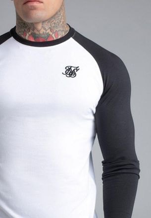 Siksilk T-Shirt SikSilk Herren Wei&szlig; and Schwarz LS Muscle Fit T-Shirt